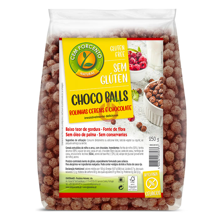 Cereais Choco Balls Sem Glúten Cem Porcento - 088 | Coutyfil ...